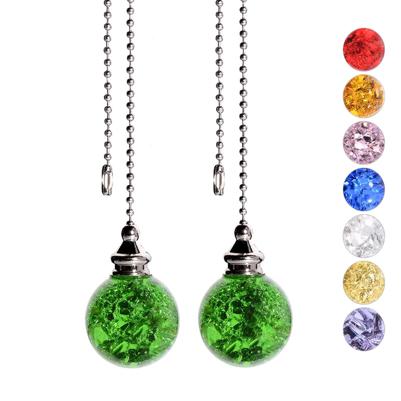 FOAUUH 2 Pack Ceiling Fan Pull Chain, Decorative Crstal Fan Pull Chain ...