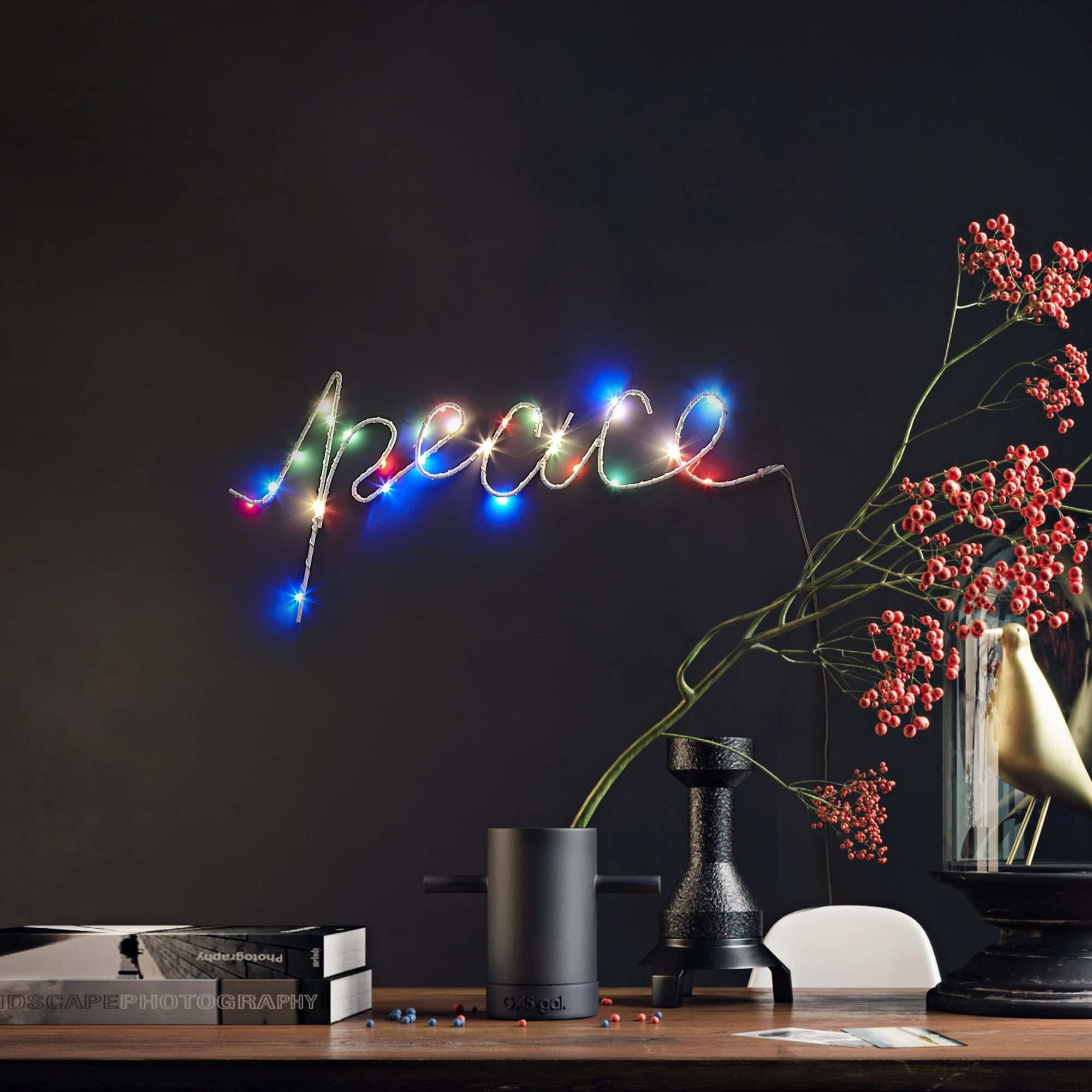 Loft Lyfe Peace Multicolor LED Sign, Wall Mounted, Battery Powered, 30 ...