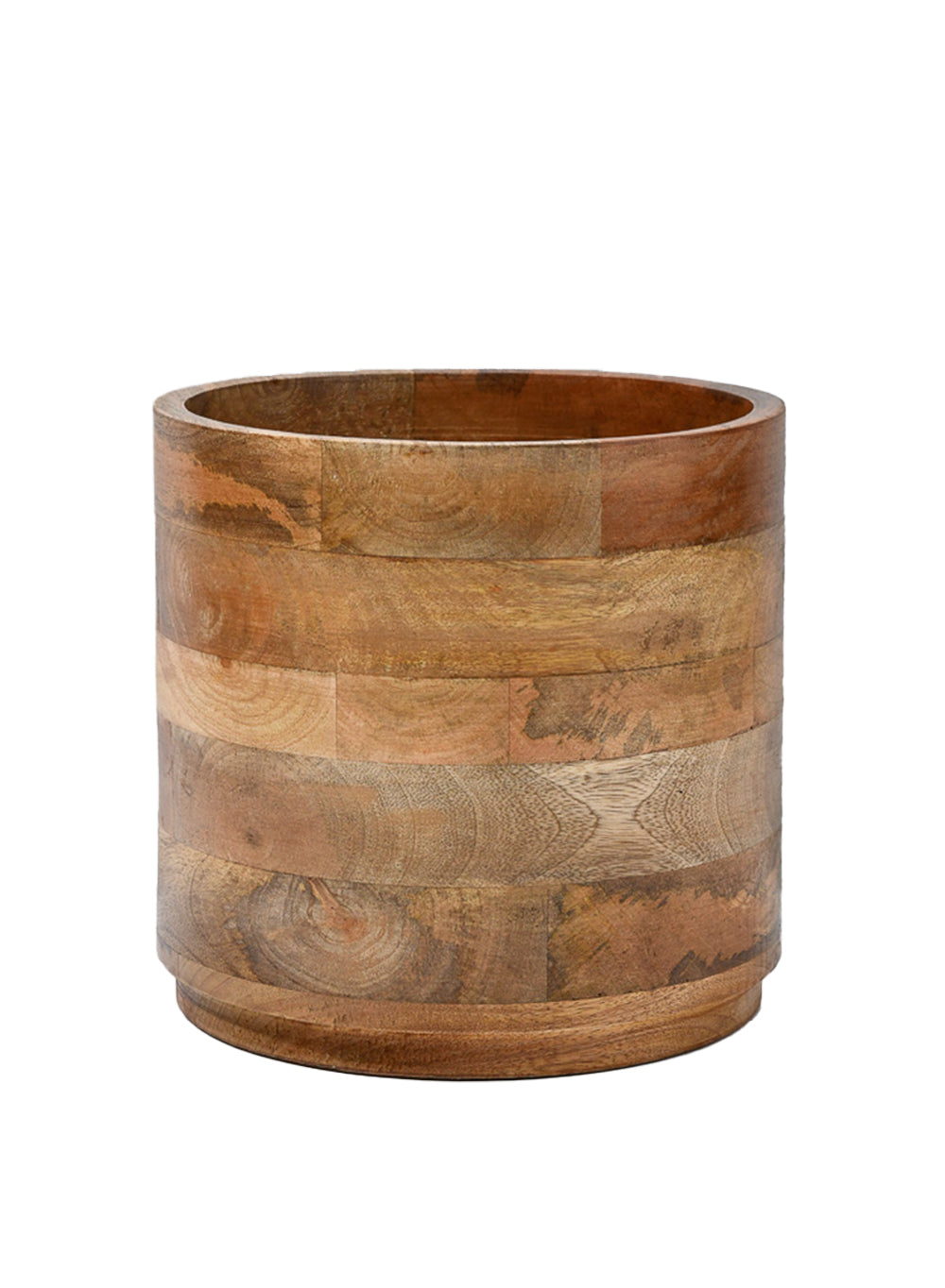 Large Mango Wood Cachepot for Flowers & Plants, 9" Diameter & 8.5" Tall ...