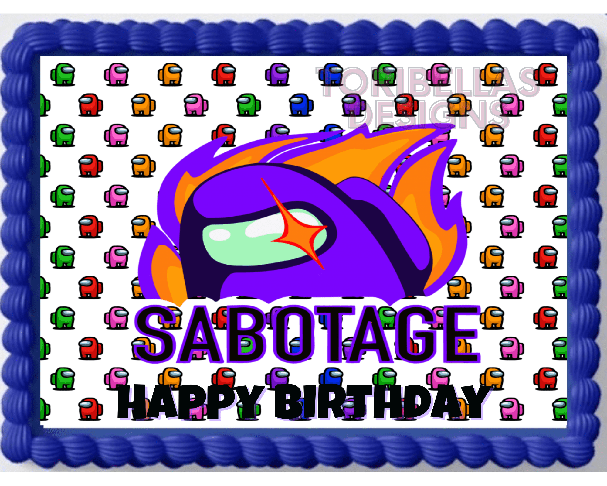 Sabotage Imposter Crewmate Alien Edible Cake Topper Frosting Sheet ...