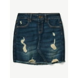 Justice Girl's High Rise Denim Skirt with Smocked Ruffles, Sizes 6-18 ...