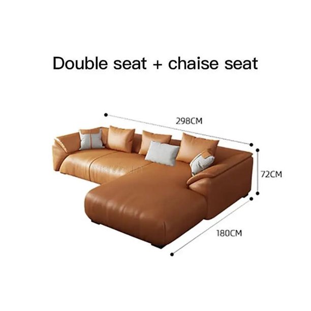Light Luxury Leather Sofa First Modern Cowhide Nordic Small Apartment Minimalist 3 Person Chaise ...
