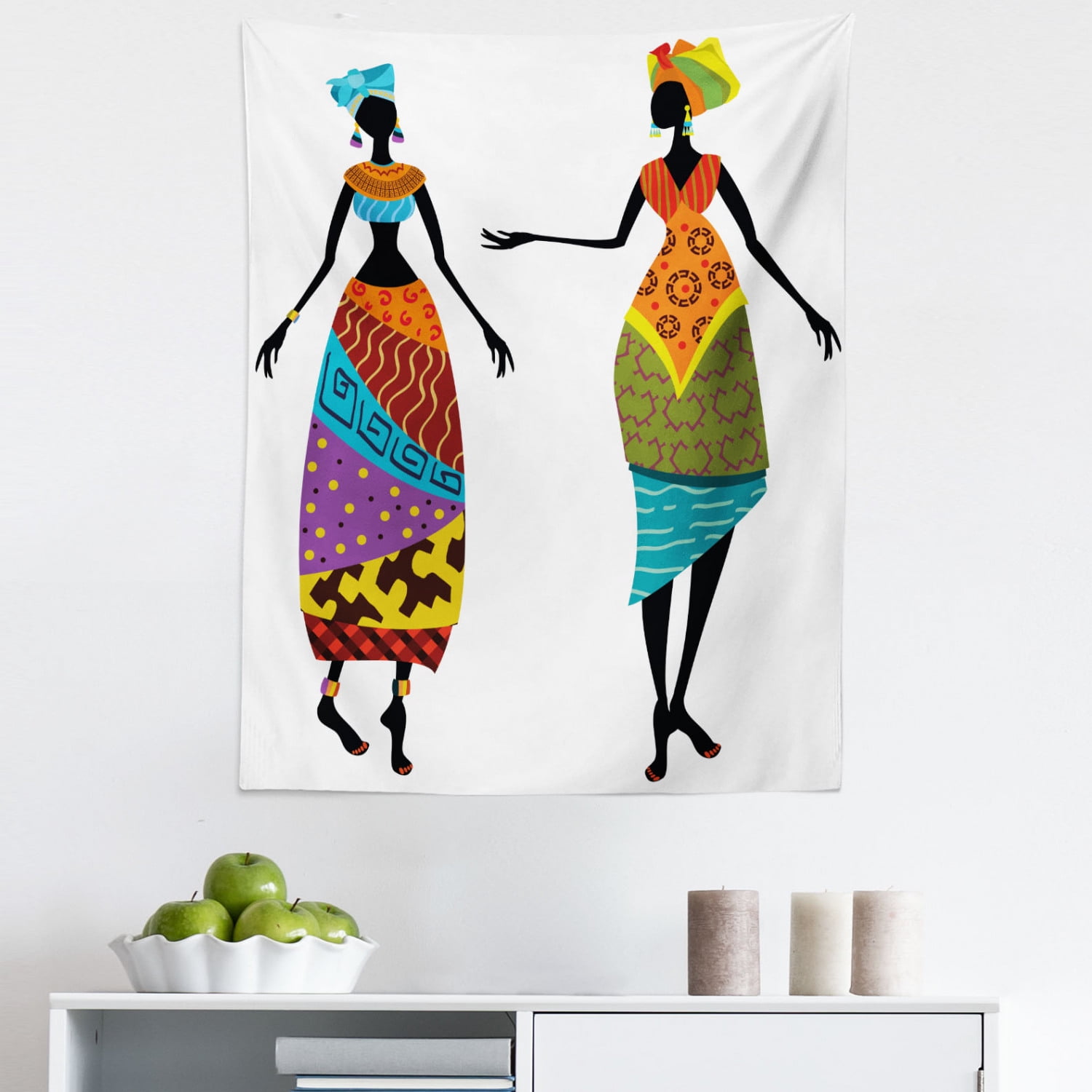 African Tapestry, Ladies in Traditional Costume Silhouettes Ethnicity ...