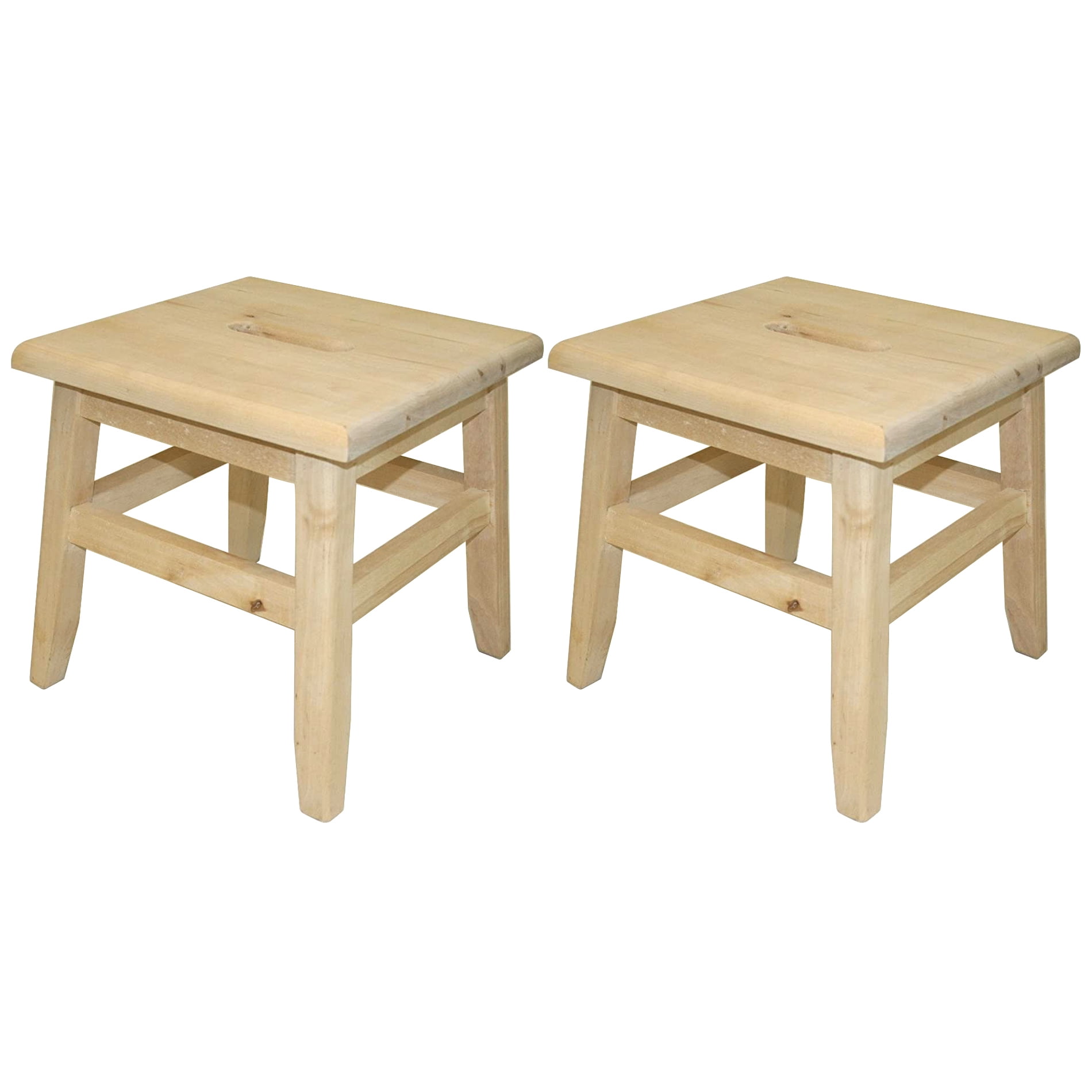 eHemco Solid Hardwood Step Stool, 12.25 Inches, Unfinished, Set of 2 ...