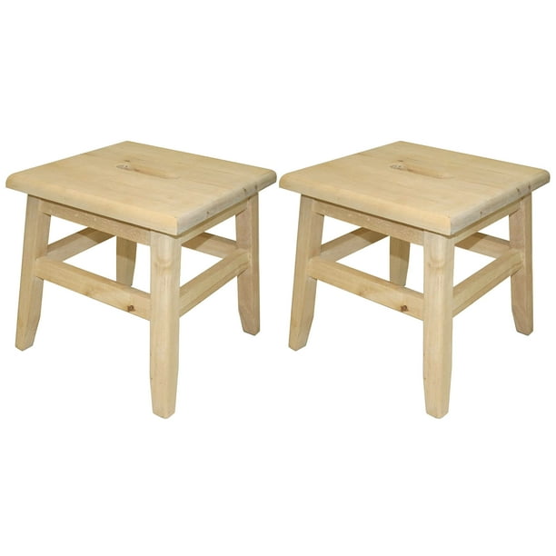 eHemco Solid Hardwood Step Stool, 12.25 Inches, Unfinished, Set of 2 ...