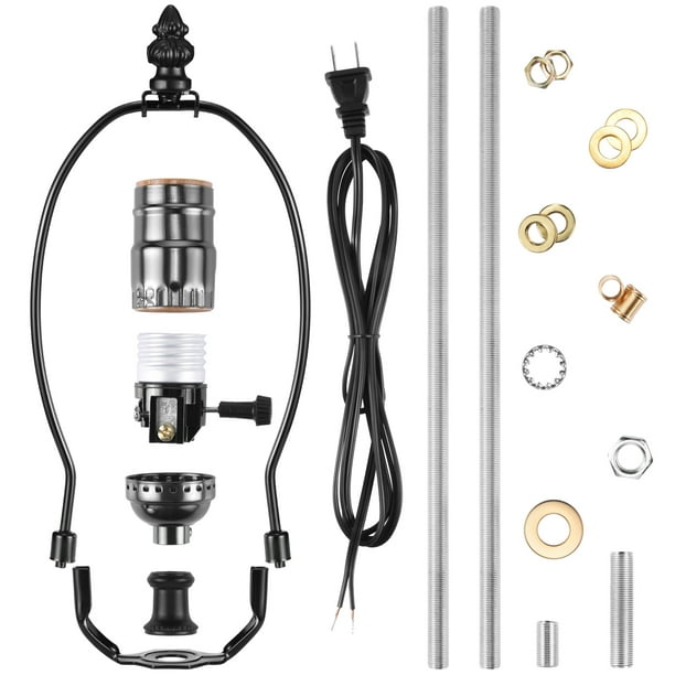 Canomo Black Finish Make Lamp Rewire Kit with 8 Inch Harp, 2 Pieces 12 ...