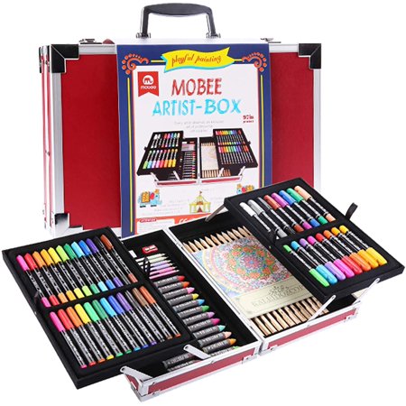 MOBEE 97-Piece Artist Box Set with Aluminum Case, Children Kids Pencil ...