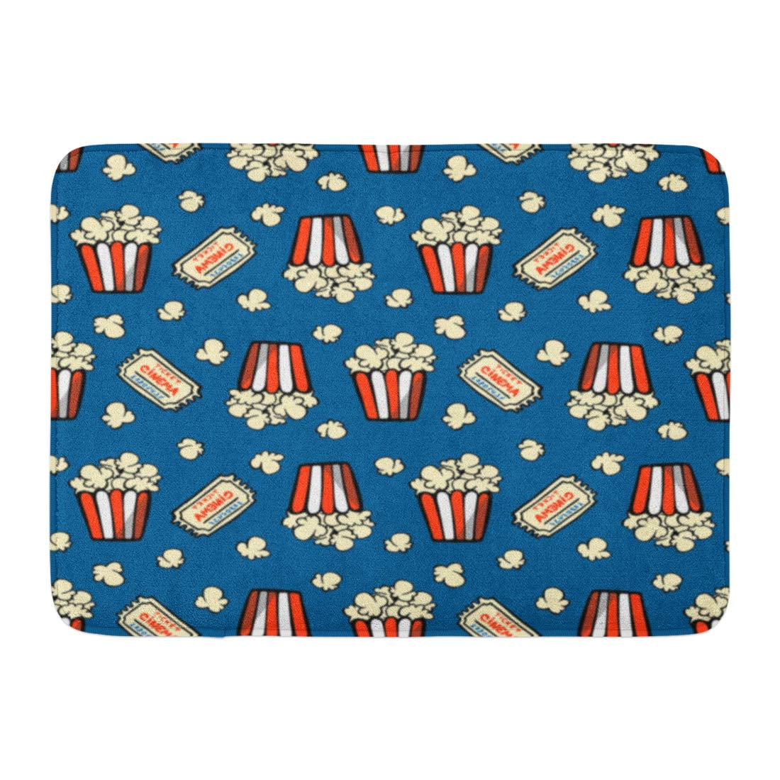 JSDART Red Pattern Striped Box of Popcorn and Movie Ticket on Blue Corn ...