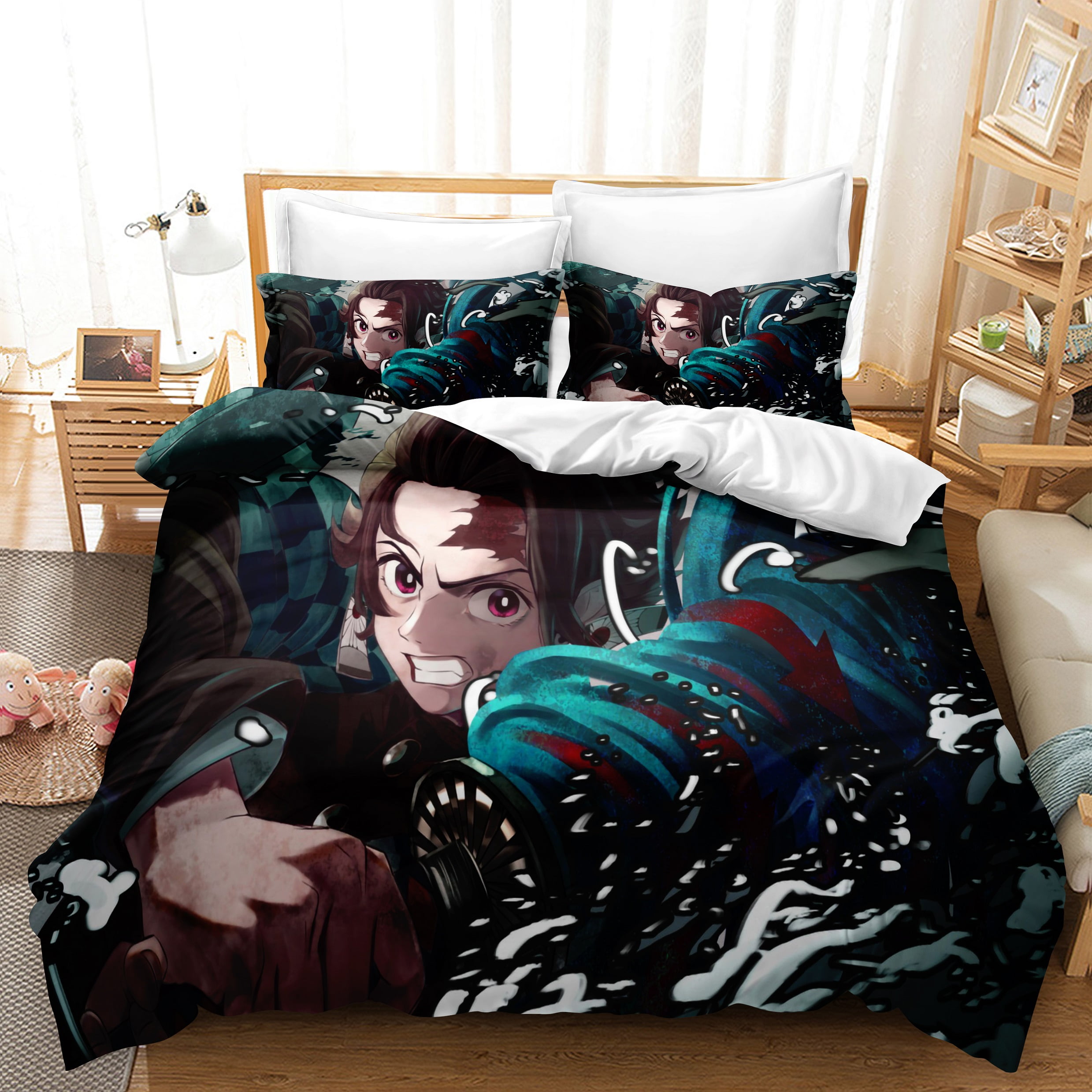 Anime Duvet Cover Bed Sets Demon Slayer Comforter Cover Soft Microfiber ...
