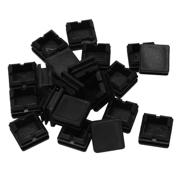 Square Table Chair Leg Tube Pipe Feet Insert Cap 25mmx25mm 100pcs Black ...