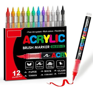 Arrtx 60 Pcs Permanent Acrylic Paint Markers, Extra Brush Tip, 60 ...