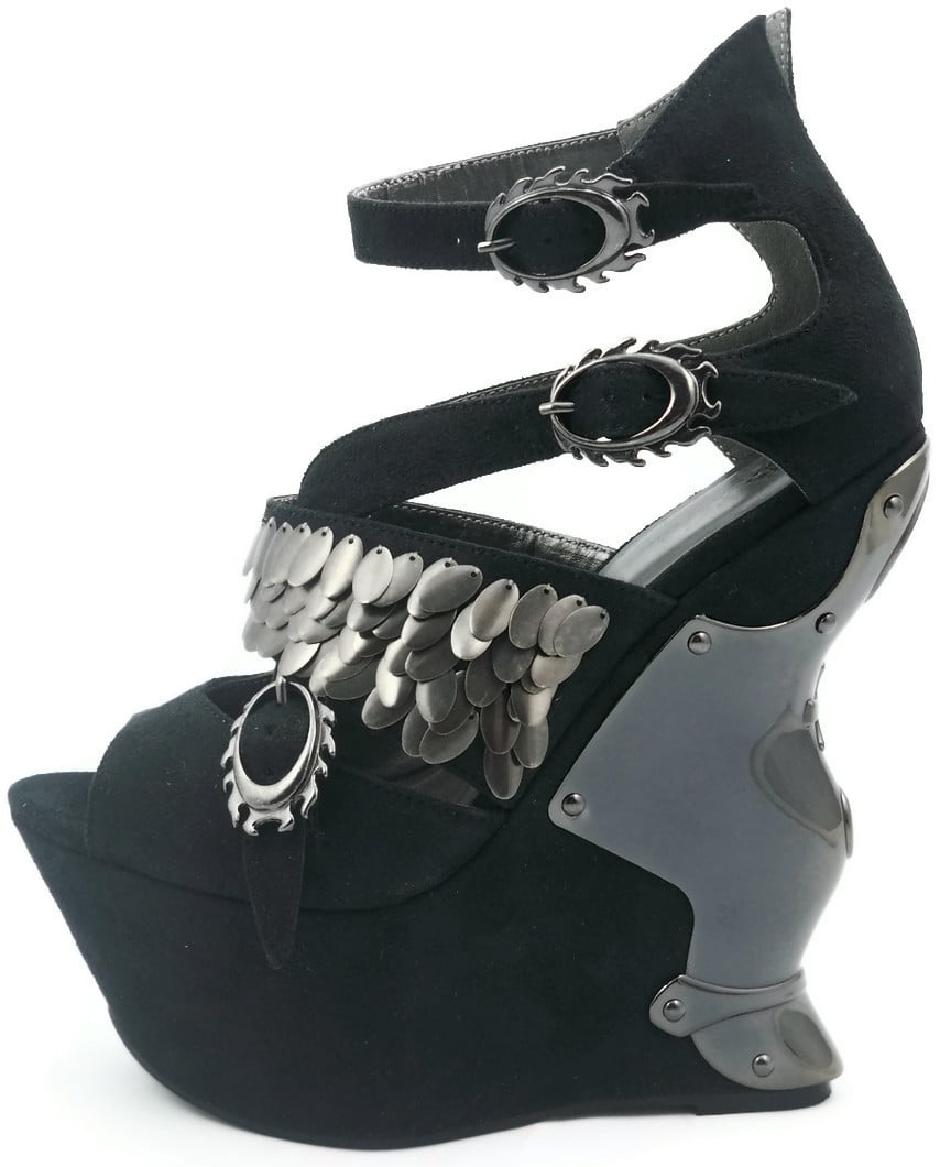 Hades Shoes Leia 6 Heel with 2 black suede platform Black / 7 - Walmart.com