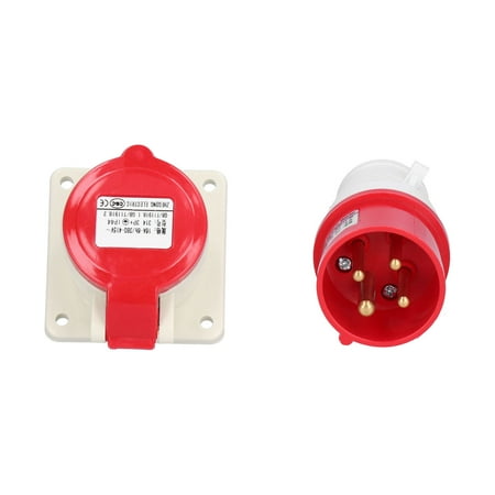 Khall Industrial Plug Connector Set,4 Pin Power Plug 3 Phase Waterproof ...