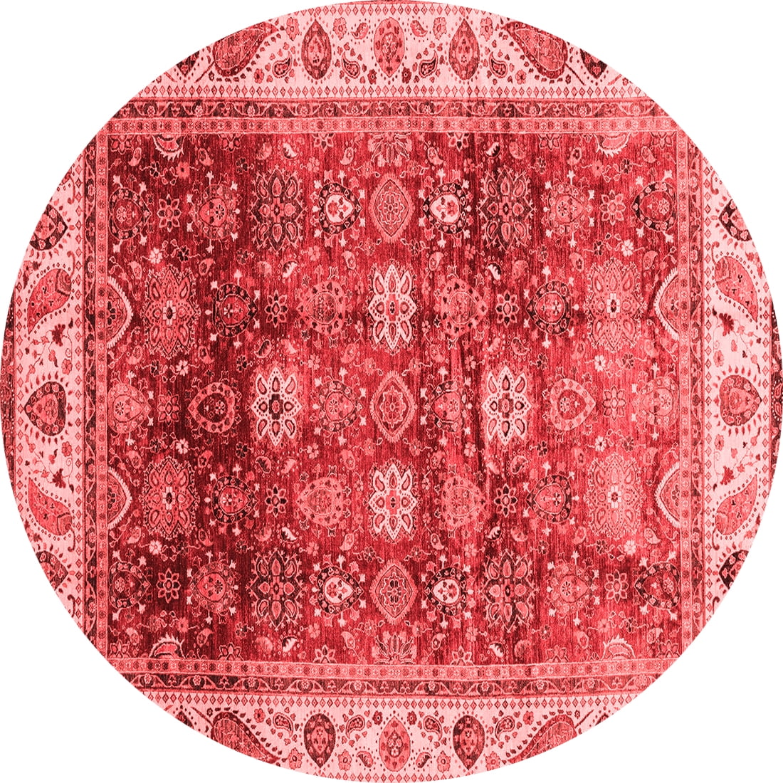 Ahgly Company Indoor Round Abstract Red Modern Area Rugs, 8' Round ...
