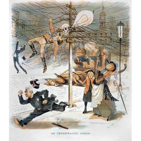 Electricity Cartoon, 1889. /Nan American Cartoon Of 1889 On The New ...