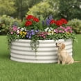 Galvanized Raised Garden Bed, Round Outdoor Planter Bed, 4x4x1.5ft ...