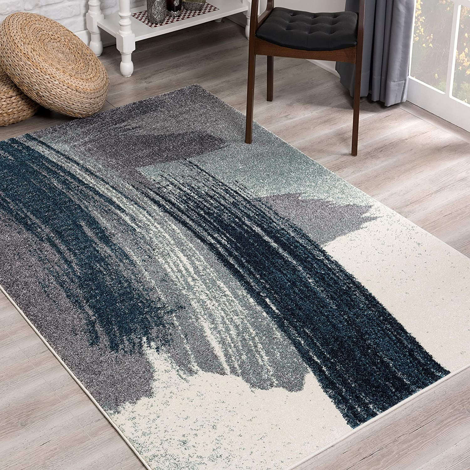 Click here for Erug Outlet Modern Abstract Area Rug White Blue 5x... prices