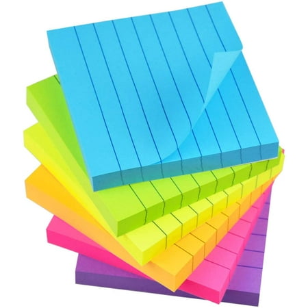 Sticky Notes 6 Bright Color Lined Sticky Notes Self Stick Notes 76mm x ...