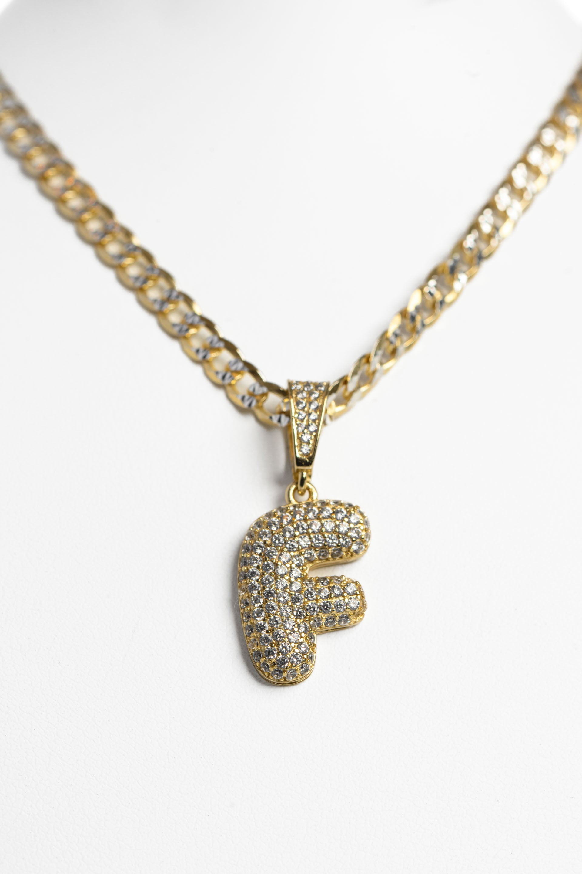 Cadena cubana con corte tipo diamante + letra F bold - Walmart.com