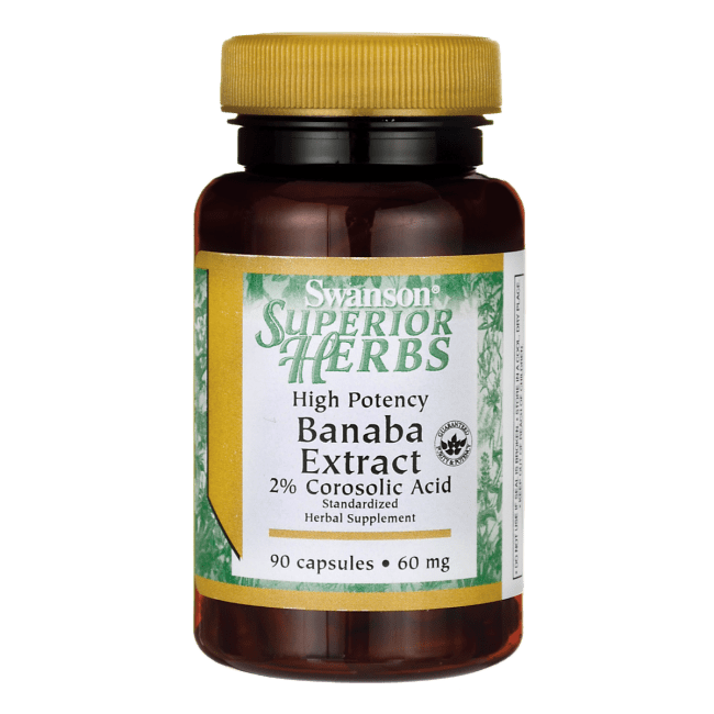 Swanson High Potency Banaba Extract 2% Corosolic Acid 60 mg 90 Capsules ...
