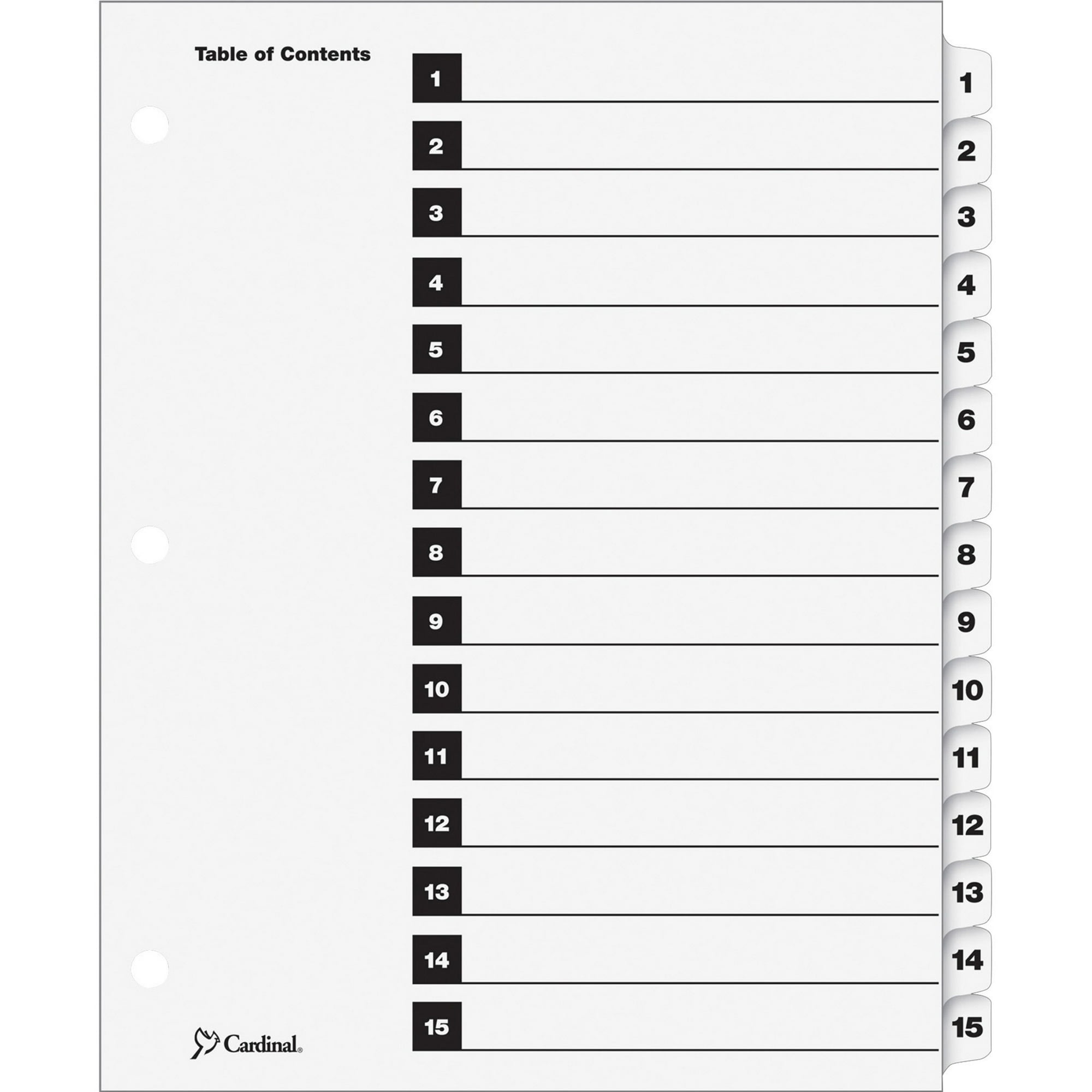 Table Of Contents Template For Kids