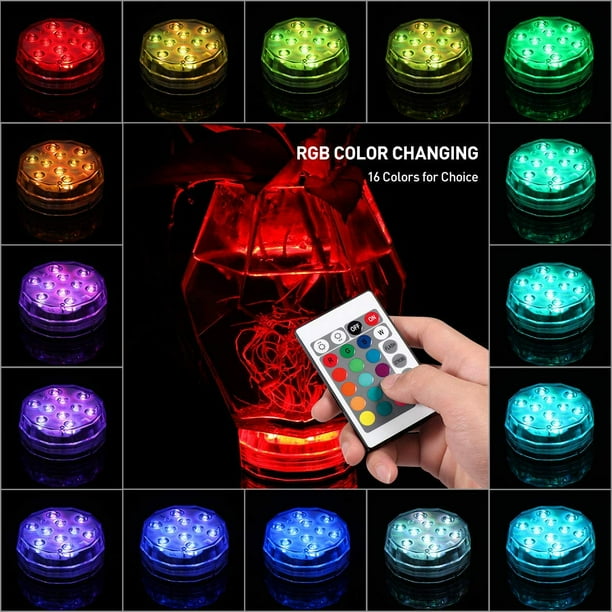 Submersible Pool Lights, SalemHms 4 Pack Waterproof RGB Multi-Color ...