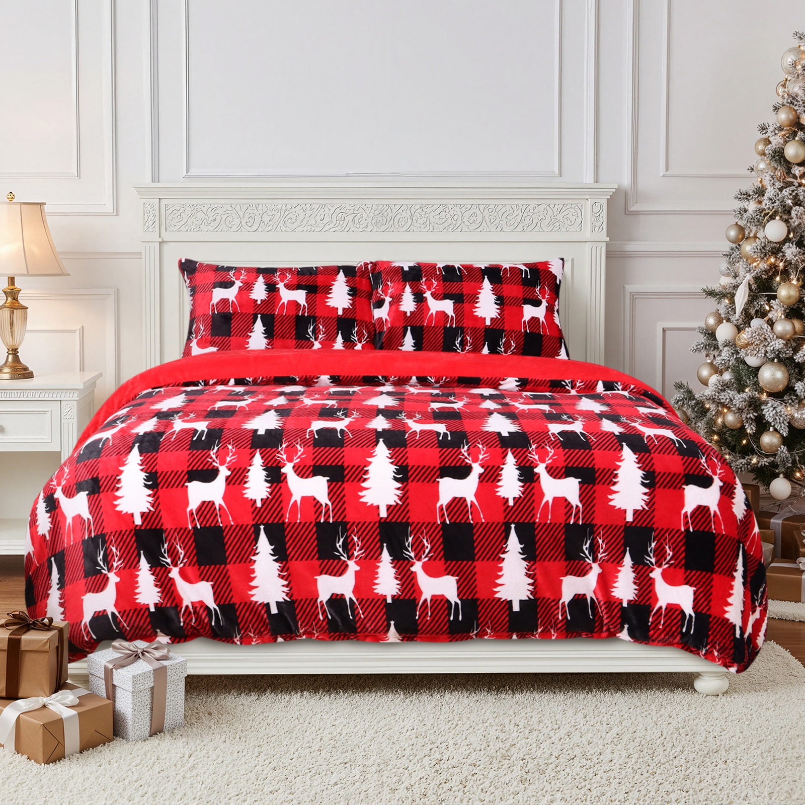 Click here for Gogreen Flannel King Christmas Duvet Cover Set  10... prices