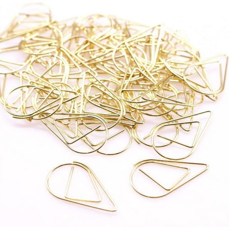 100 Teardrop Gold Metal Paper Clips for Books, Memos, Paper, Posters ...