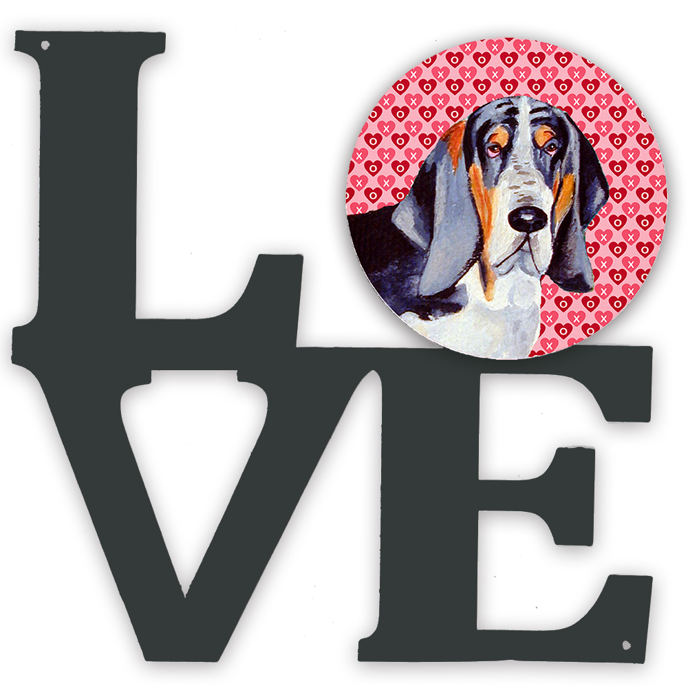 Basset Hound Hearts Love and Valentine's Day Portrait Metal Wall ...