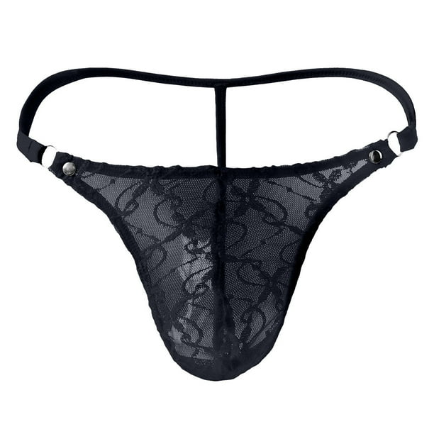 jovati Sexy Mens Lingerie Mens Lace Mesh Pouch G-string Thong T-back ...