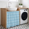 Blue and White Geometric Cabinet Curtains for Kitchen 35"W x 35"L ...