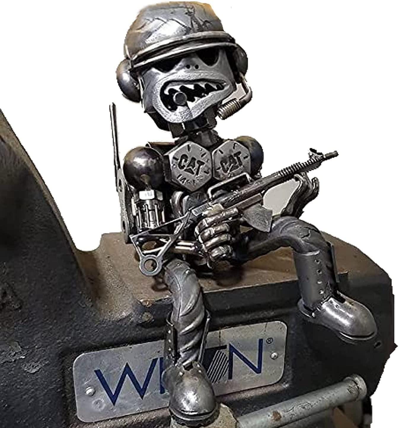Biekopu Recycling Scrap Metal Standing Warrior Sculpture Handmade