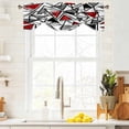 Abstract Lines Tie Up Valance Curtains Black Gray Red Triangle ...