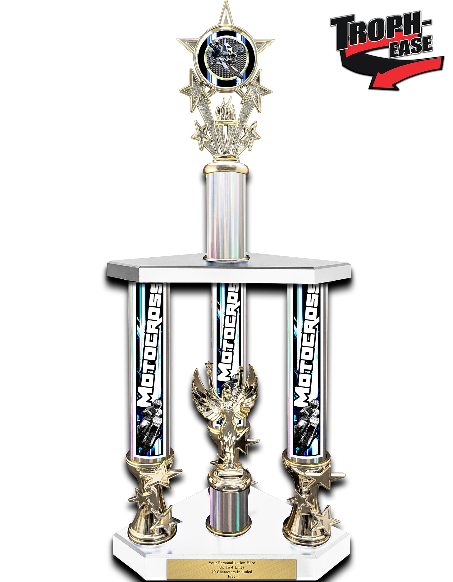 Trophy Deals 19" Action Matrix Motocross Silver Flute 3 Column Trophy ...