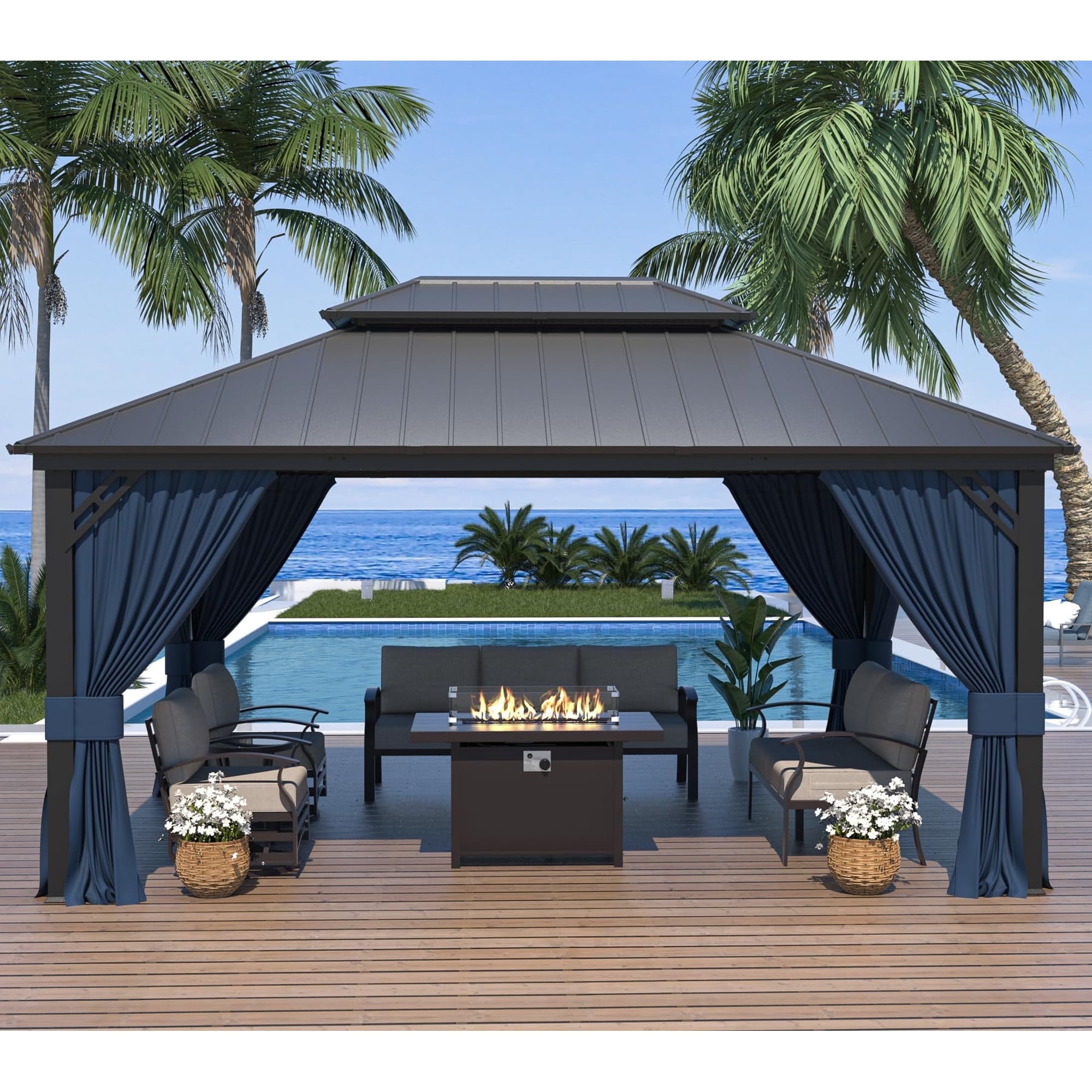 Click here for Alaulm 12x16 Hardtop Gazebo  Galvanized Metal Doub... prices