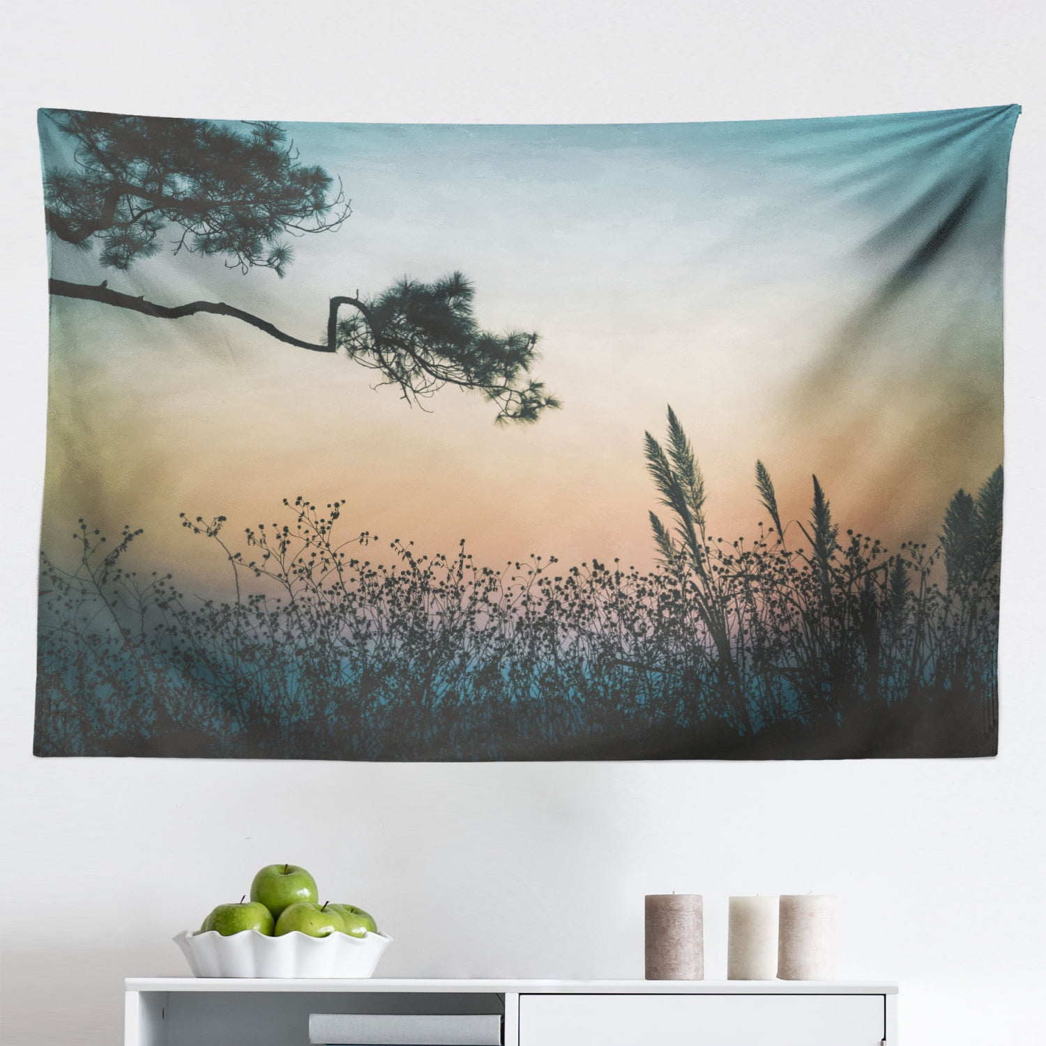 Willow Tree Tapestry, Romantic Cartoon Illustration of Weeping Braches ...