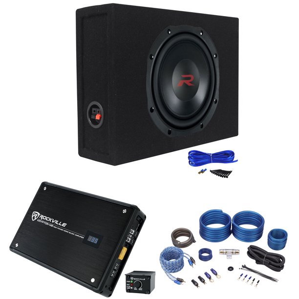 Alpine RS-W10D2 10” 600w RMS Shallow Subwoofer+Sealed Box+Mono Amplifier+Amp Kit - Walmart.com