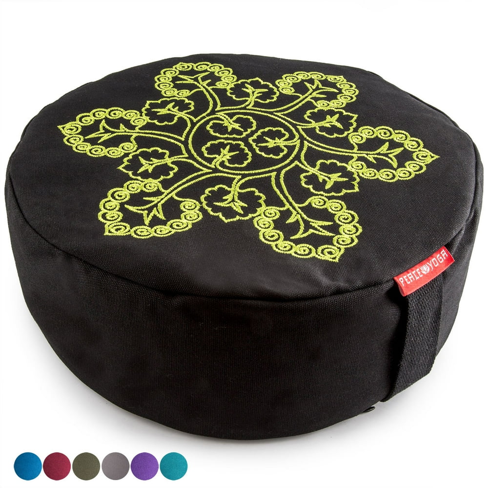 Peace Yoga Zafu Meditation Yoga Buckwheat Filled Cotton Bolster Pillow ...