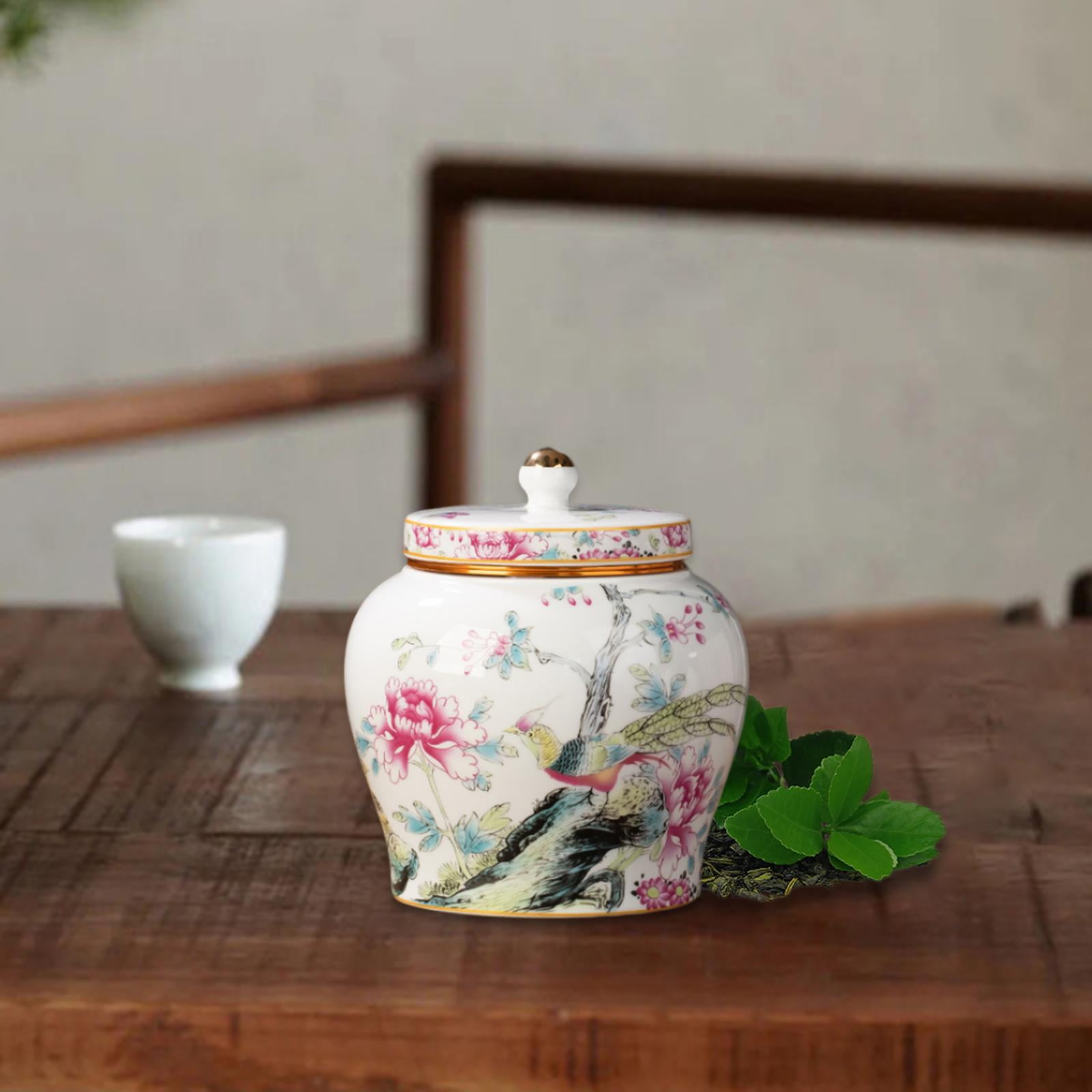 Tea Storage Porcelain Tea Canister Ginger Jar Traditional with Airtight ...