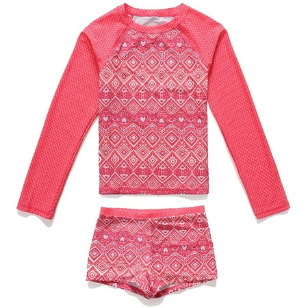 Girls' Rash Guard Set Long Sleeve UPF 50+ Sun Protection Two-Piece ...