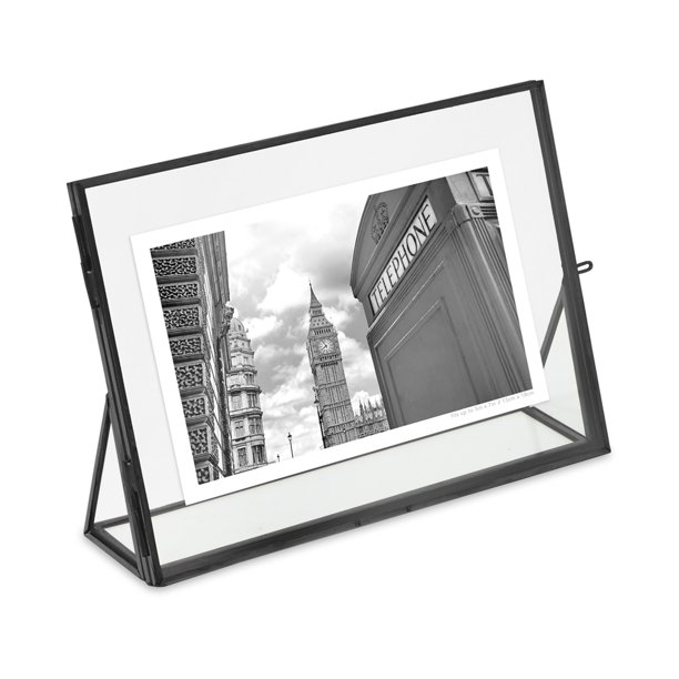 Isaac Jacobs Vintage Style Brass and Glass, Metal Floating Desk Photo ...