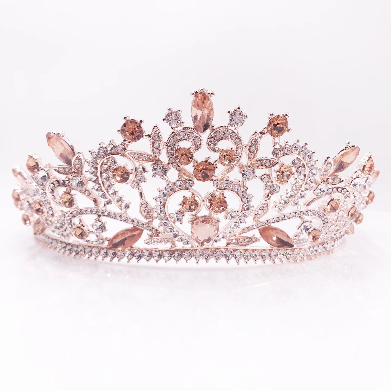 Milisente Women Rhinestone Bridal Tiaras Heart Pattern Crowns and ...