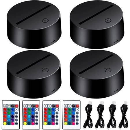 3D LED lamp base, 4 basic acrylic light sets with remote control and ...