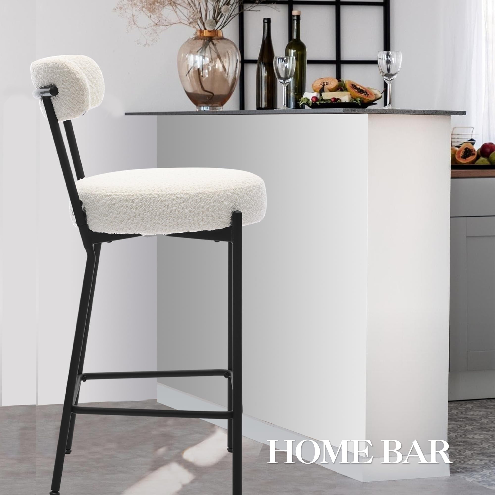Click here for Beesclover Boucle Bar Stools Set Of 2  26 Inch Bou... prices