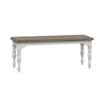 Magnolia Manor Wooden Oak & Birch Bed Bench in Antique White Finish ...