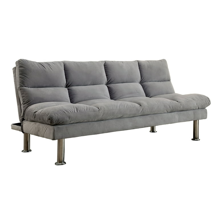 Furniture Of America Cozy Microfiber Futon Sofa Bed With Storage ...