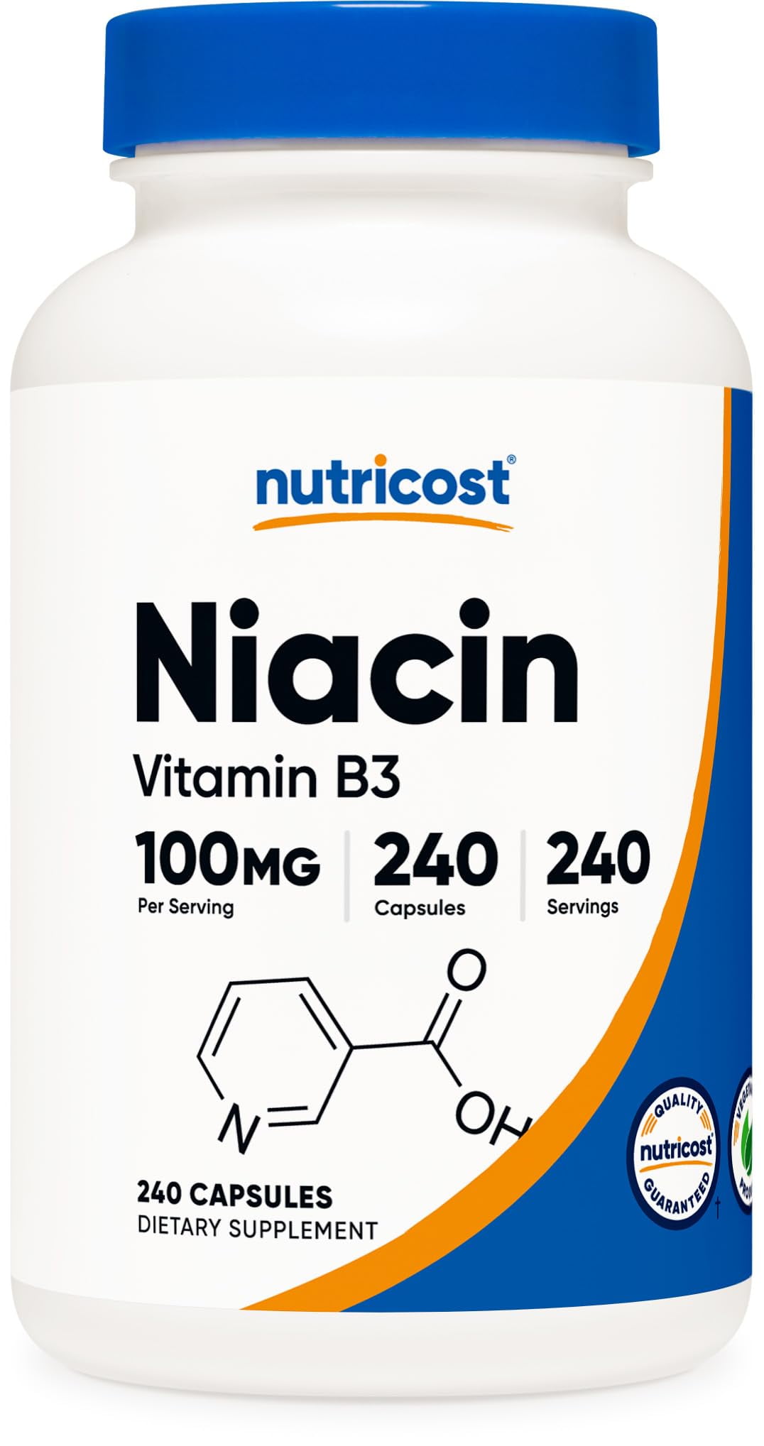 Suplemento Nutricost de niacina (vitamina B3) 100 mg 240 cápsulas | Walmart en línea