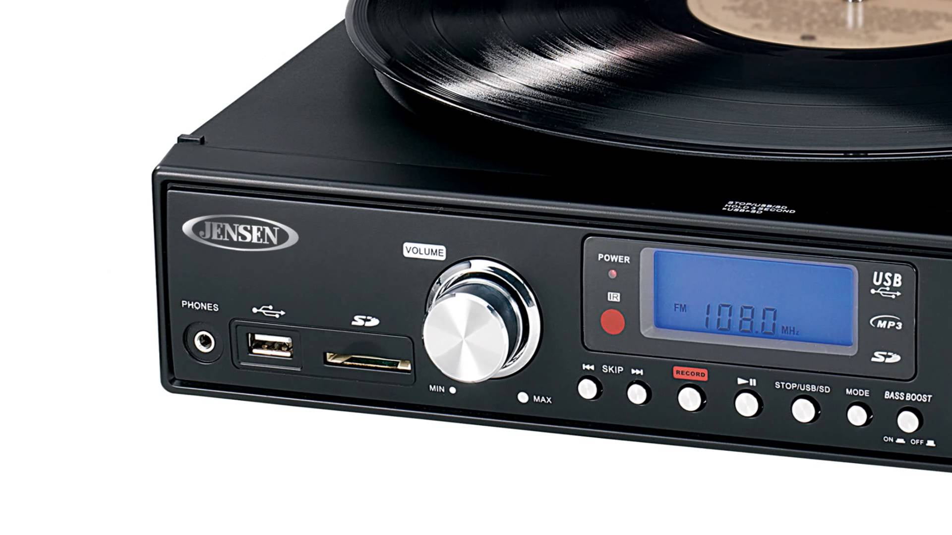 Jensen Professional 3-Speed Stereo Turntable with MP3 Encoding System ...