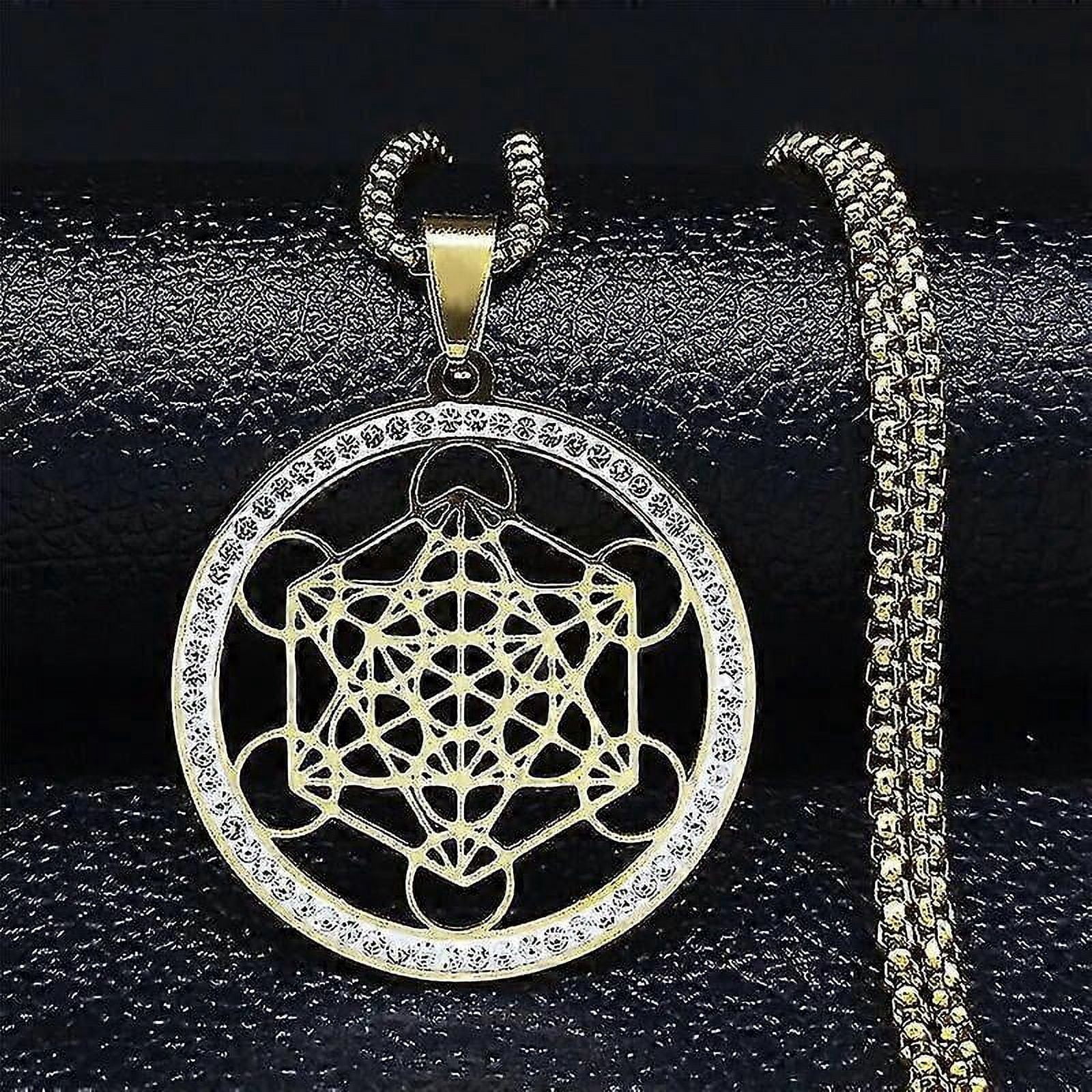 Collar con colgante de flor de acero inoxidable con símbolo de ...