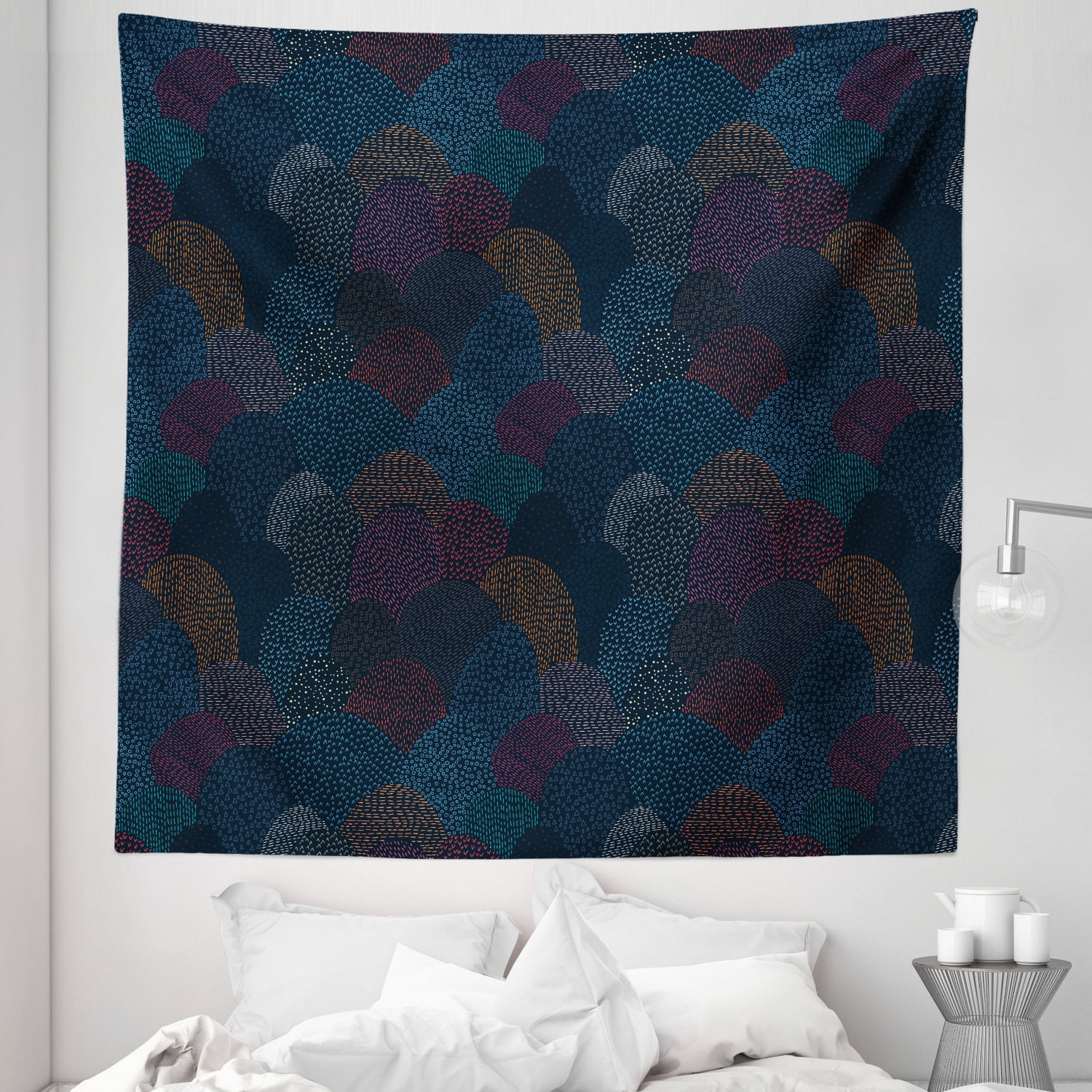 Abstract Tapestry, Hand Drawn Composition with Triangles Lines and ...